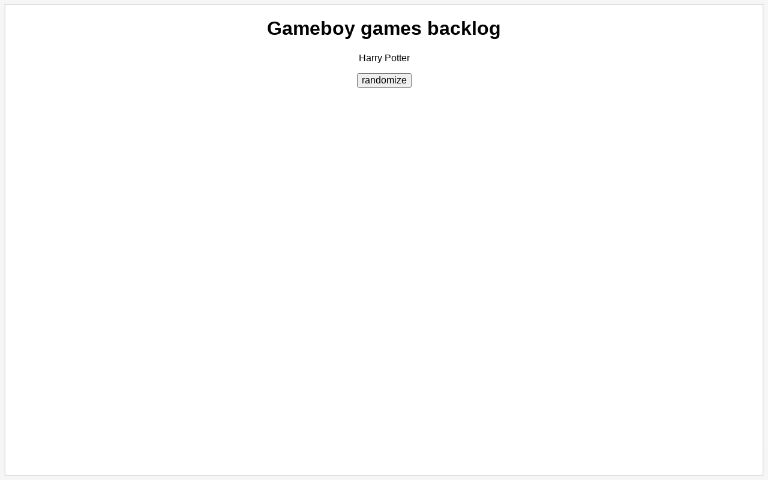 Gameboy games backlog ― Perchance Generator