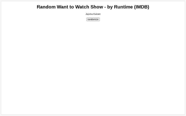 Random Want to Watch Show - by Runtime (IMDB) ― Perchance Generator