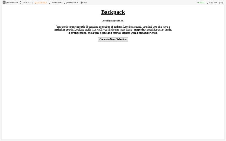 Backpack ― Perchance Generator