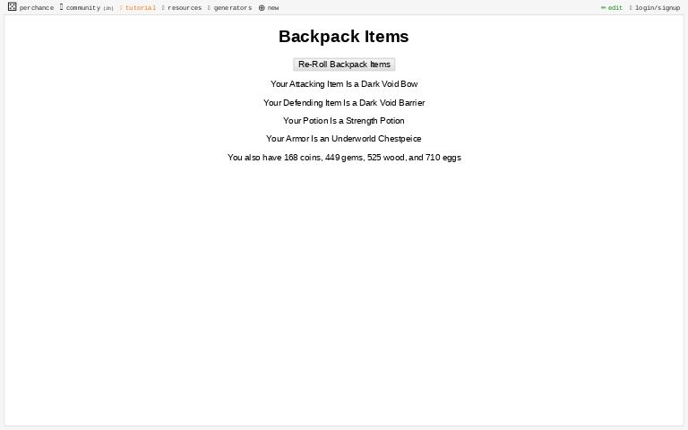 Backpack Items ― Perchance Generator