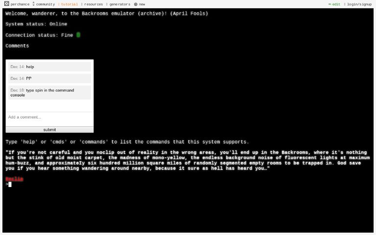 Backrooms ― Perchance Generator