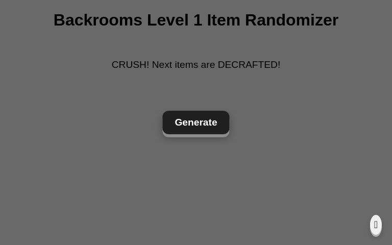 Backrooms Level 1 Item Randomizer ― Perchance Generator