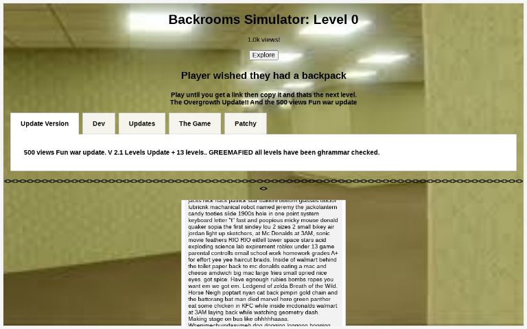 Backrooms Simulator ― Perchance Generator