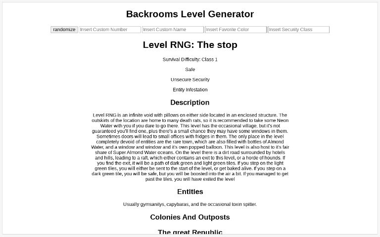 Backrooms Level Generator