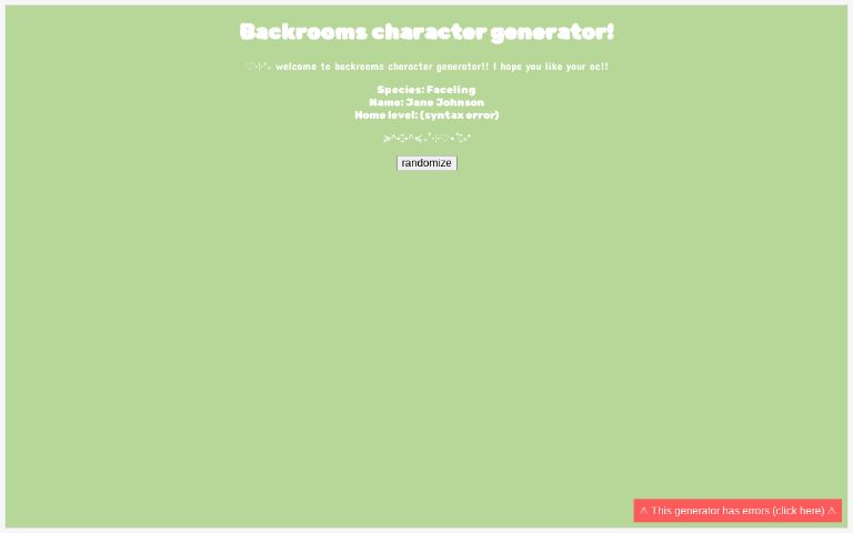 Backrooms character generator!