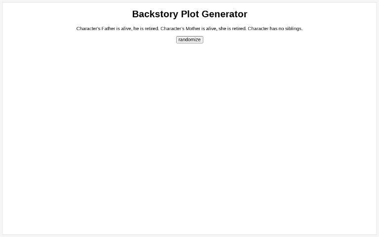 Backstory Plot Generator