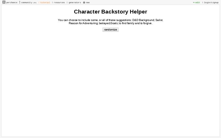 Character Backstory Helper ― Perchance Generator