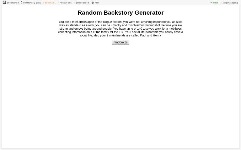 Random Backstory Generator