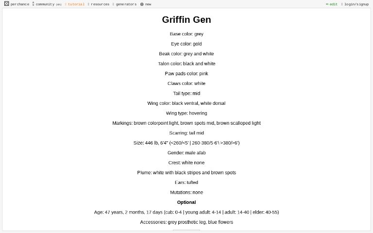Griffin Gen ― Perchance Generator