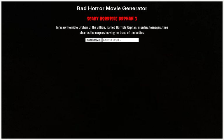 Bad Horror Movie Generator