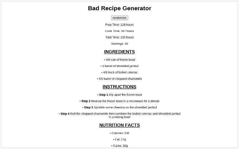 Bad Recipe Generator