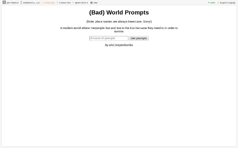 (Bad) World Prompts ― Perchance Generator