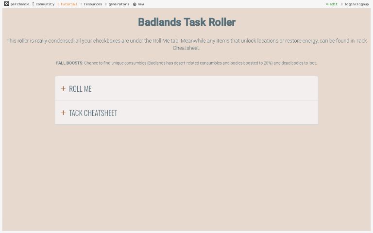 Badlands Task Roller ― Perchance Generator