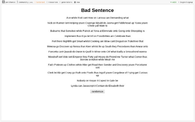 Bad Sentence ― Perchance Generator