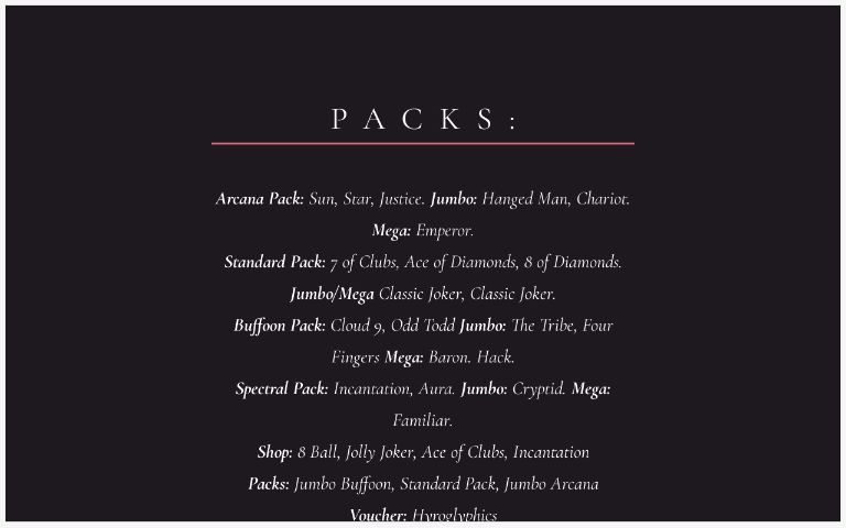 Balatro Pack Roller ― Perchance Generator