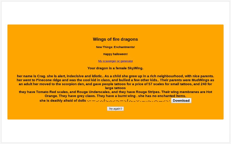 Wings of fire dragons ― Perchance Generator