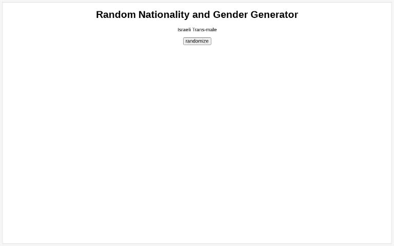 Random Nationality and Gender Generator