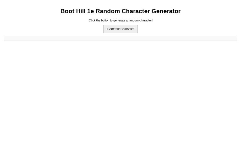 Boot Hill 1e Random Character Generator