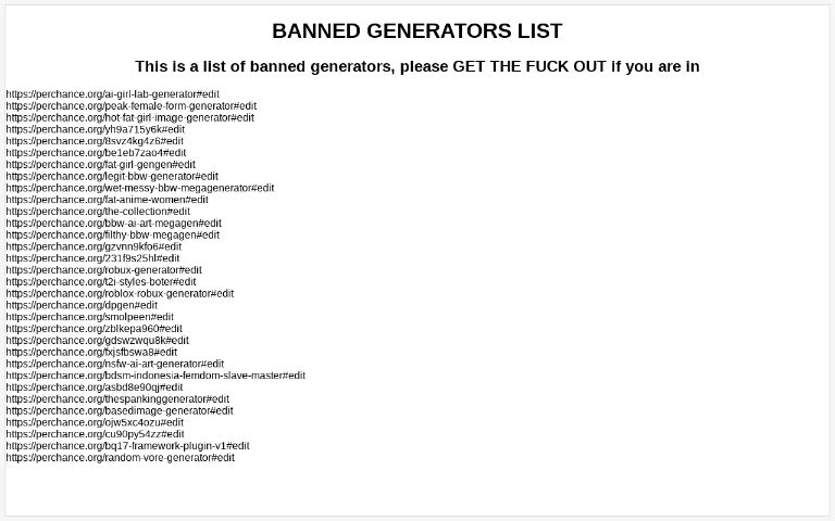 BANNED GENERATORS LIST