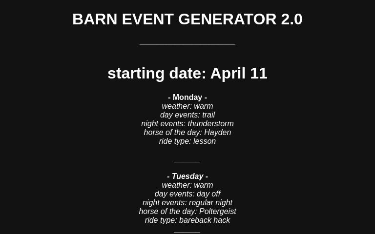 BARN EVENT GENERATOR 2.0___________