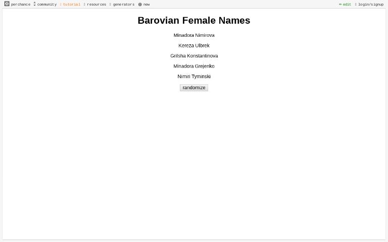Barovian Female Names ― Perchance Generator