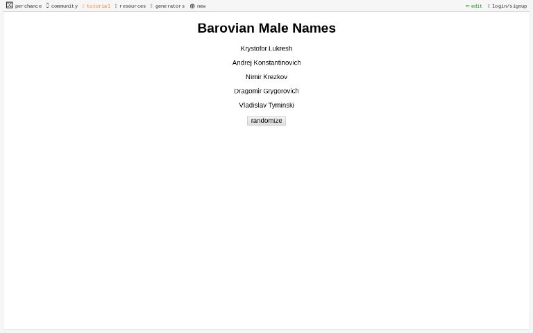 Barovian Male Names ― Perchance Generator