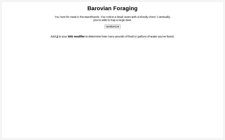 Barovian Foraging ― Perchance Generator