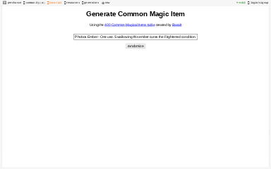 Generate Common Magic Item