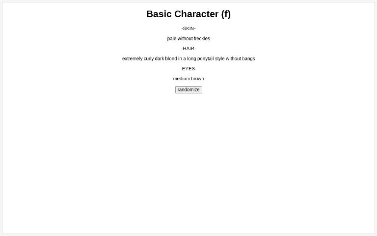 Basic Character (f) ― Perchance Generator