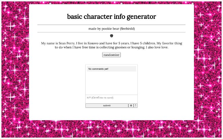 basic character info generator