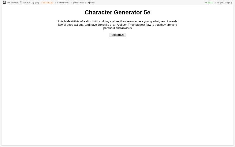 Character Generator 5e