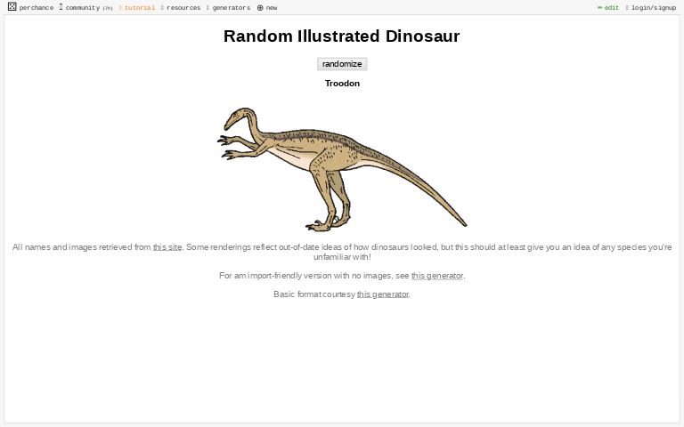 Random Illustrated Dinosaur ― Perchance Generator