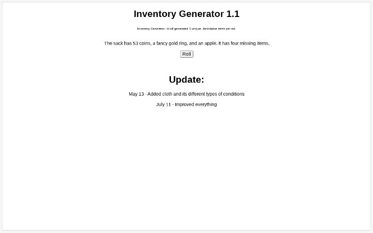 Inventory Generator 1.1