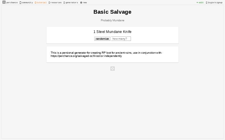 Basic Salvage ― Perchance Generator