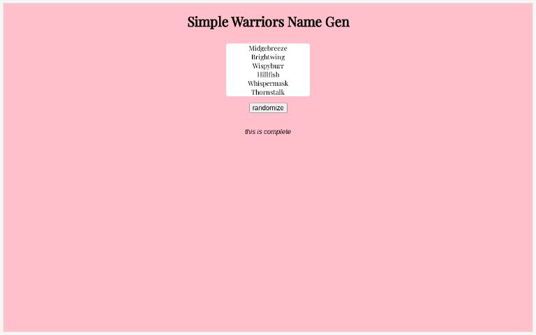 Simple Warriors Name Gen