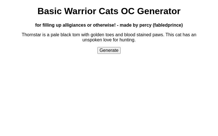 Basic Warrior Cats OC Generator