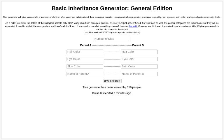 Basic Inheritance Generator: General Edition