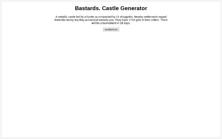 Bastards. Castle Generator