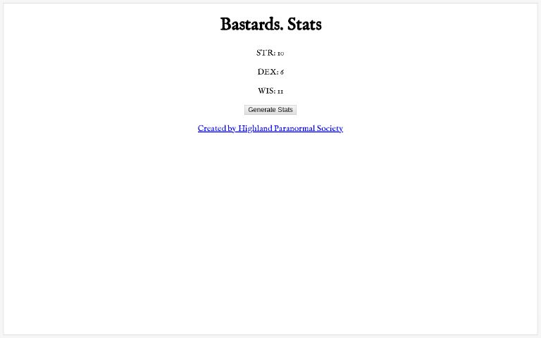 Bastards. Stats ― Perchance Generator