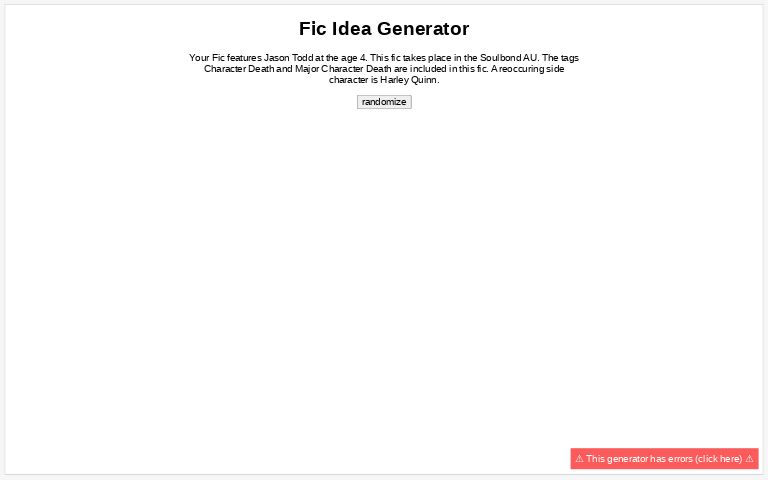 Fic Idea Generator