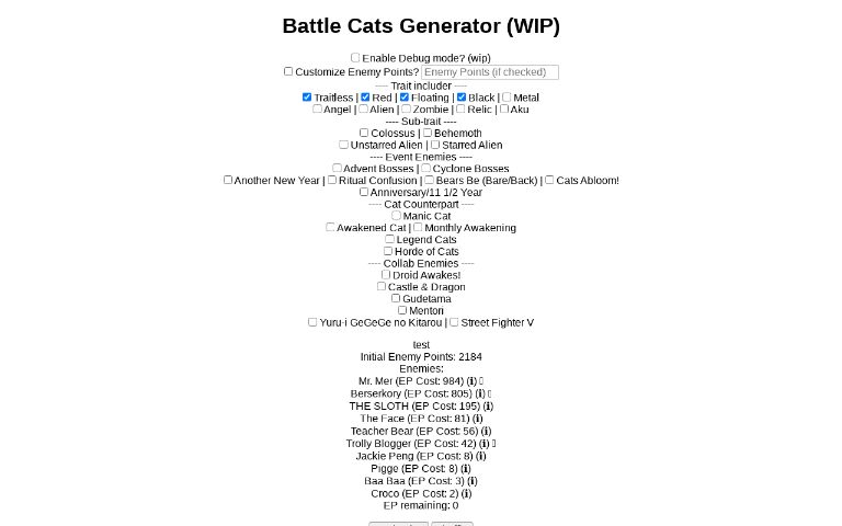 Battle Cats Generator (WIP)