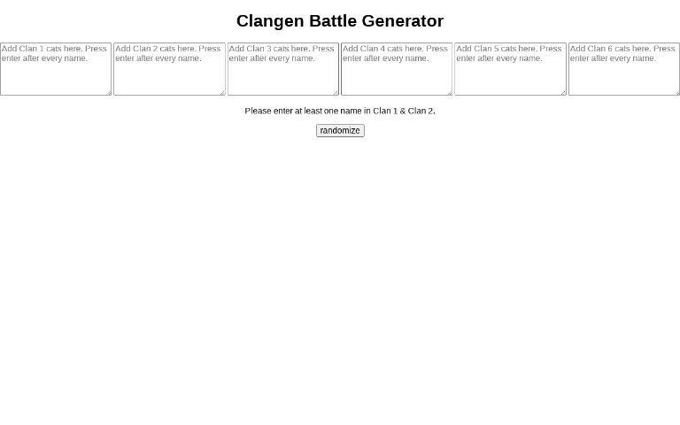 Clangen Battle Generator