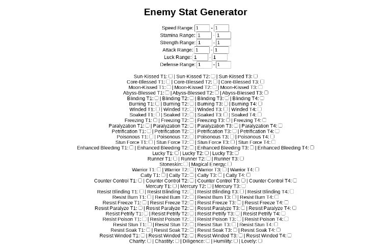 Enemy Stat Generator