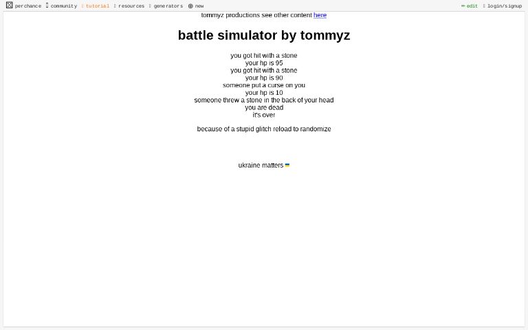 battle simulator by tommyz ― Perchance Generator