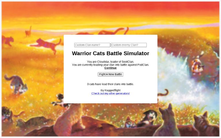 Warrior Cats Battle Simulator ― Perchance Generator