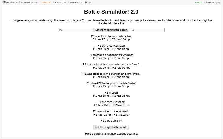 Battle Simulator! 2.0 ― Perchance Generator