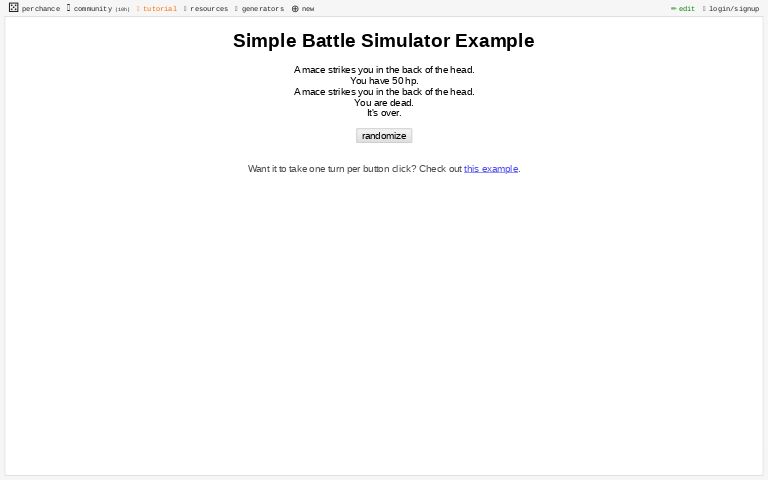 Simple Battle Simulator Example ― Perchance Generator