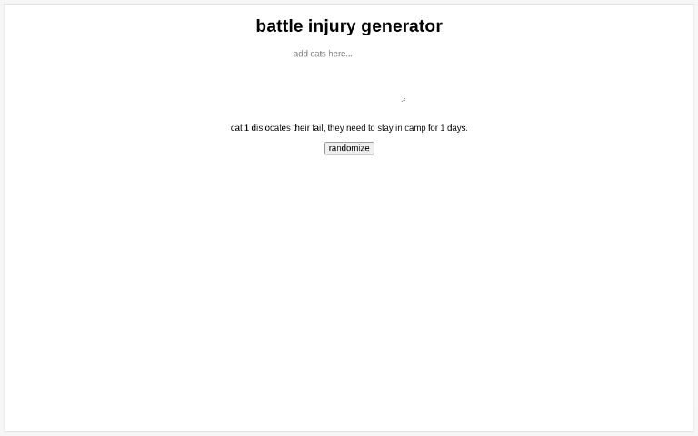 battle injury generator