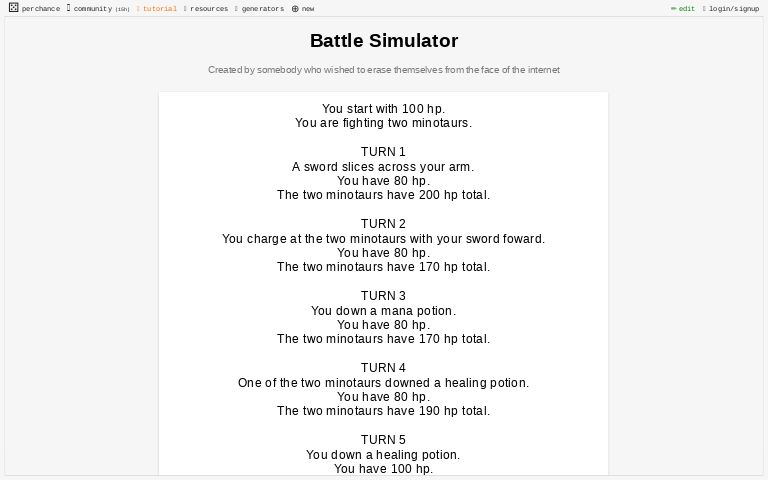 Battle Simulator ― Perchance Generator