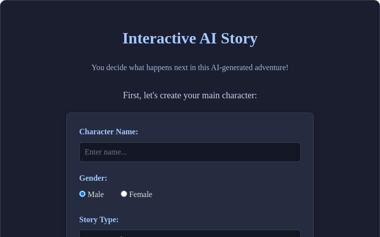 Interactive AI Story ― Perchance Generator